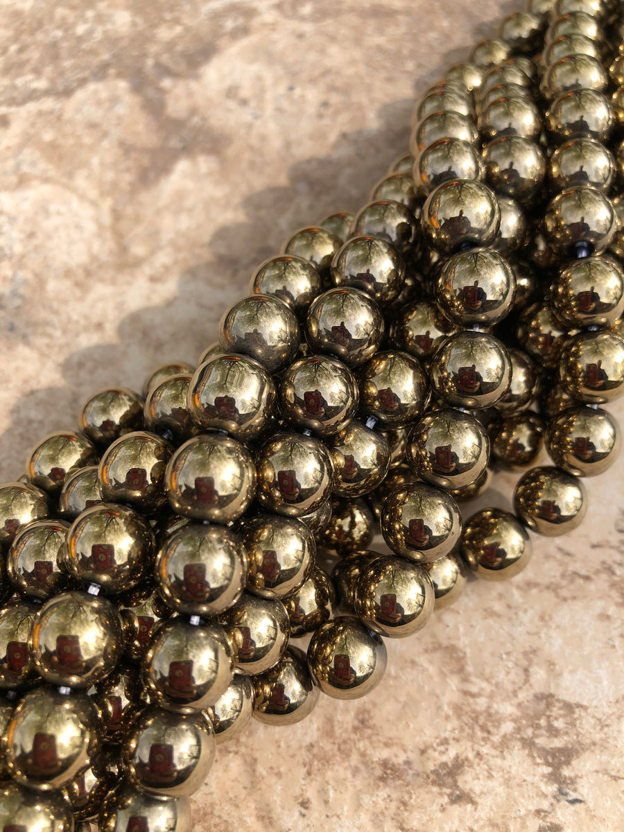 10mm Smooth Hematite Beads (Pyrite Colored) – Pretty Rock Nation